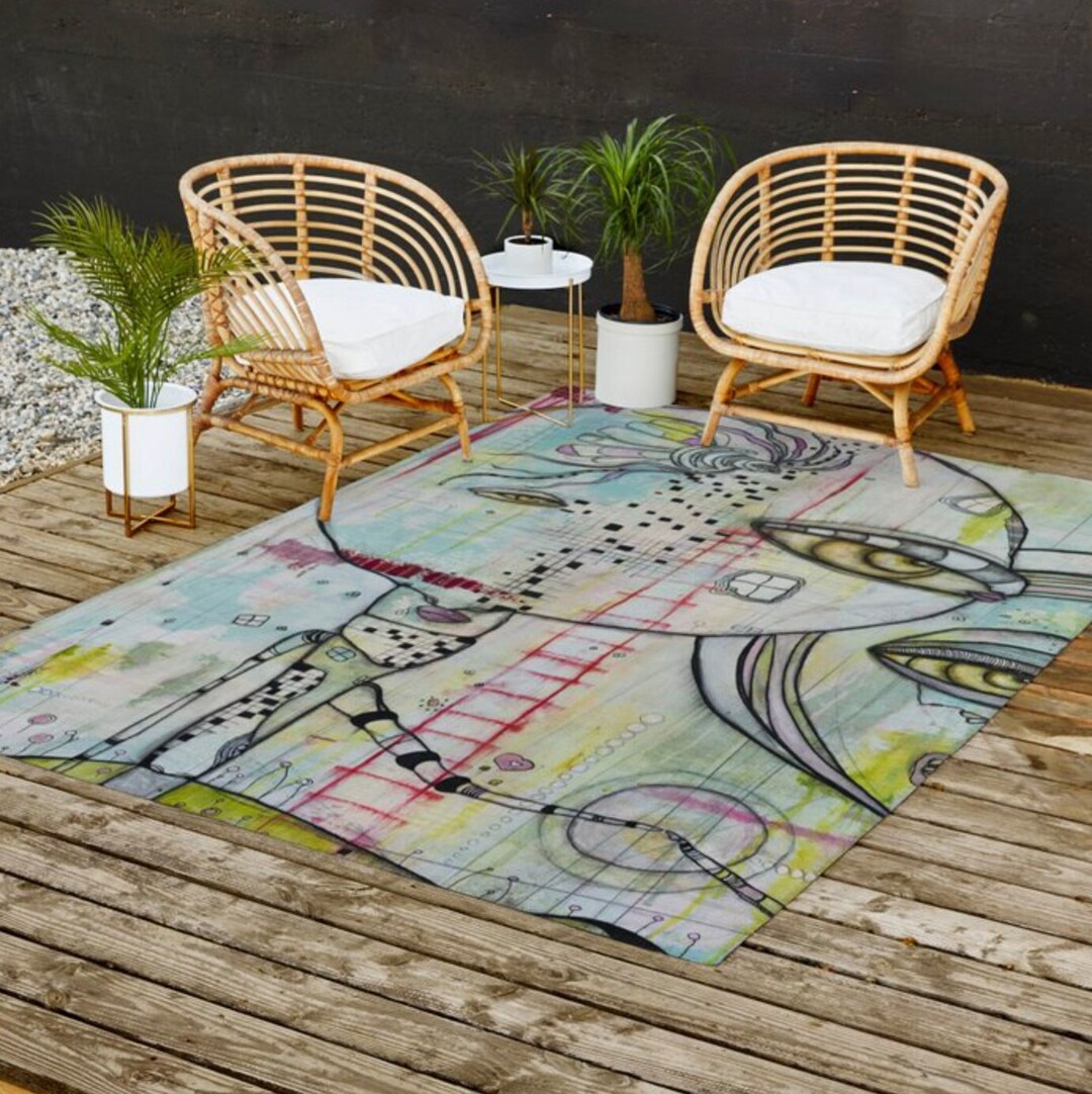 Unique Outdoor Rugs Colorful Faces Artist Carpet Area Rug Abstract ...