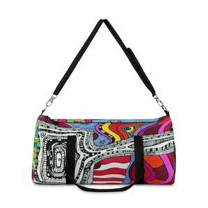 Trippy Duffel Bag Fun Colorful Designer Artwork on Unisex Gym, Travel ...