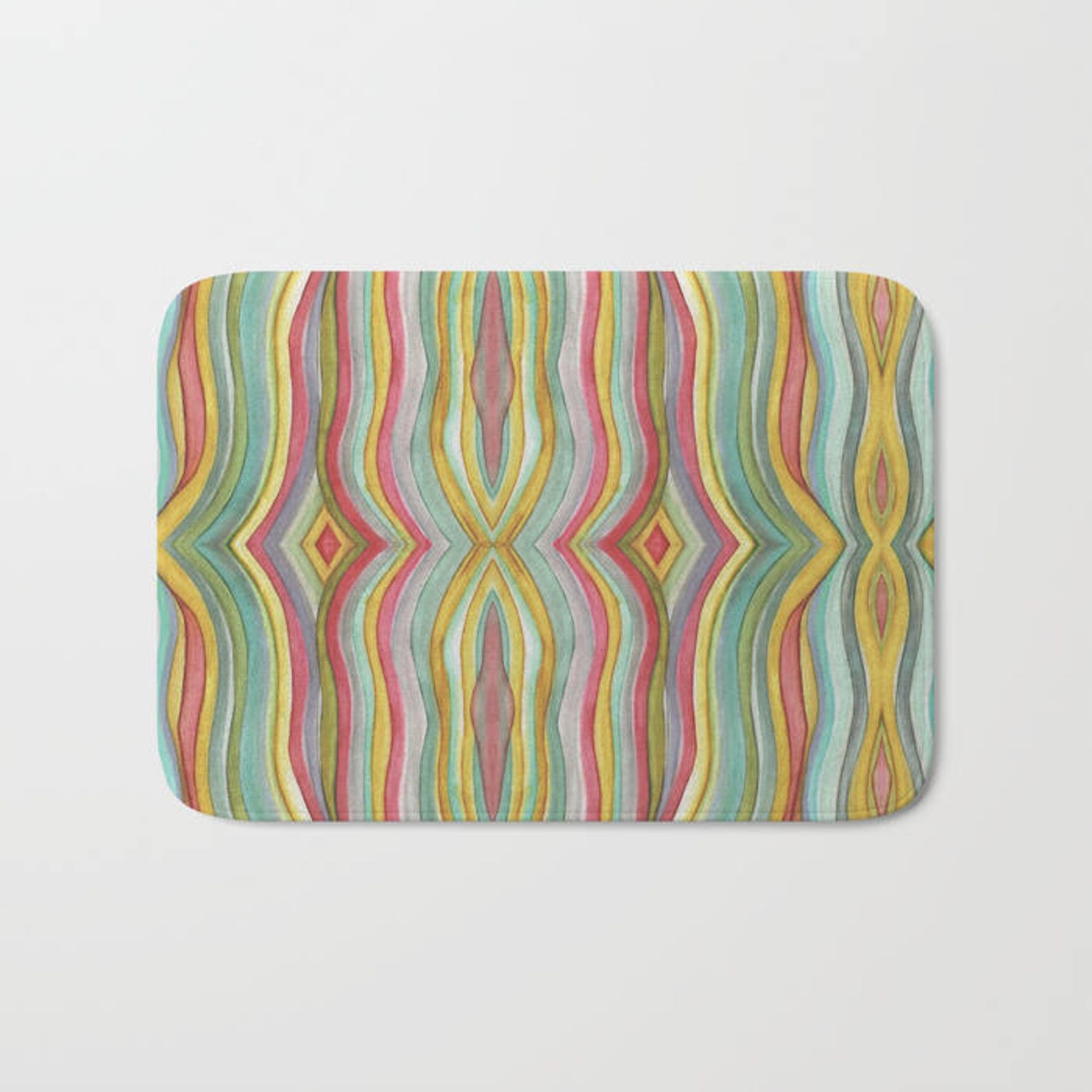 Colorful rainbow Striped Bohemian Bath Mat Abstract Microfiber | Etsy