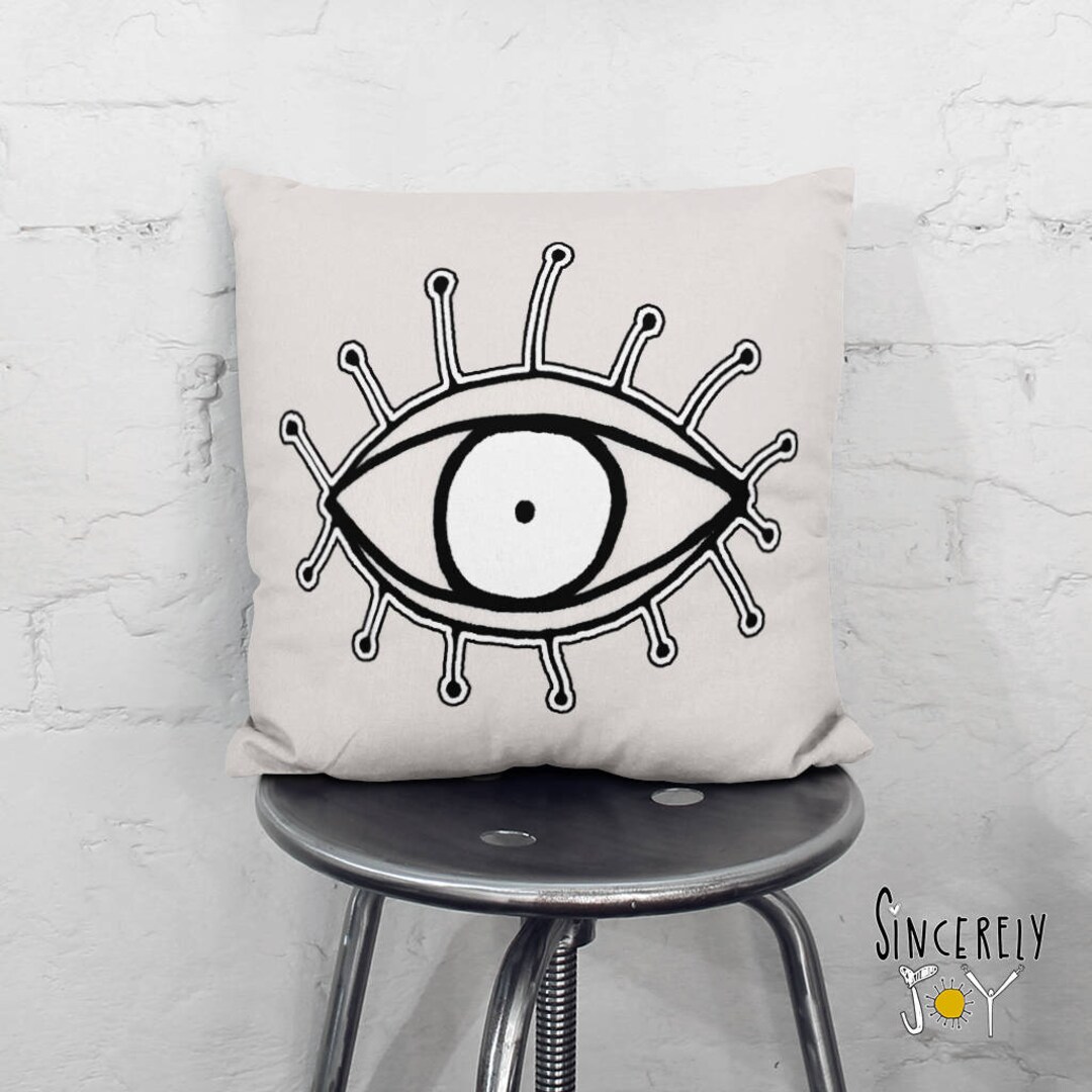 DOUBLE SIDED EYE Faux Suede Pillow Unique Artist Throw Pillows Fun Gift ...
