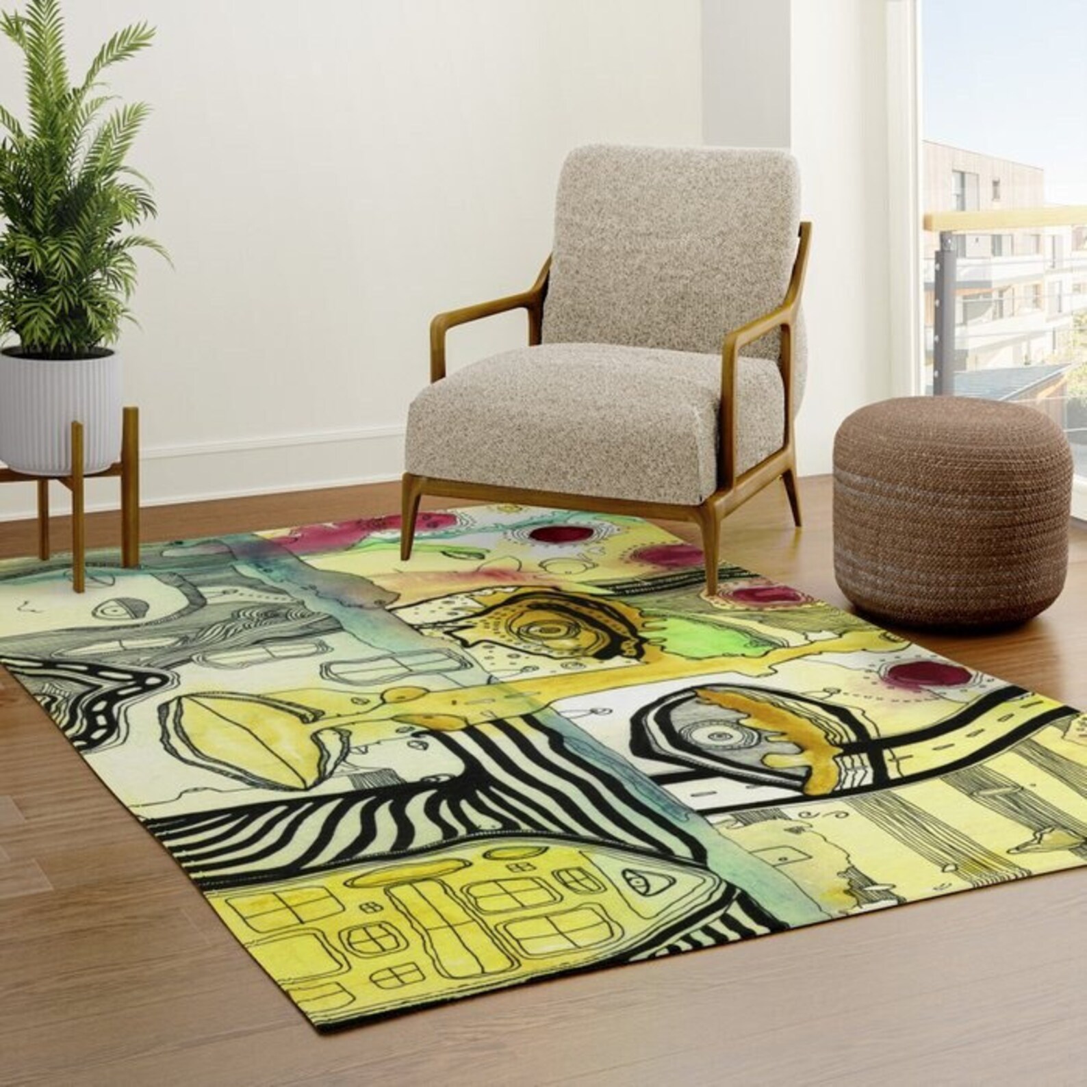 Funky Psychedelic Face Carpet Area Throw Rug Artist Abstract | Etsy