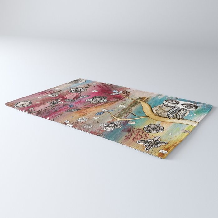 Owl Artwork Area Rug Carpet Colorful Artist Throw Rugs | Etsy