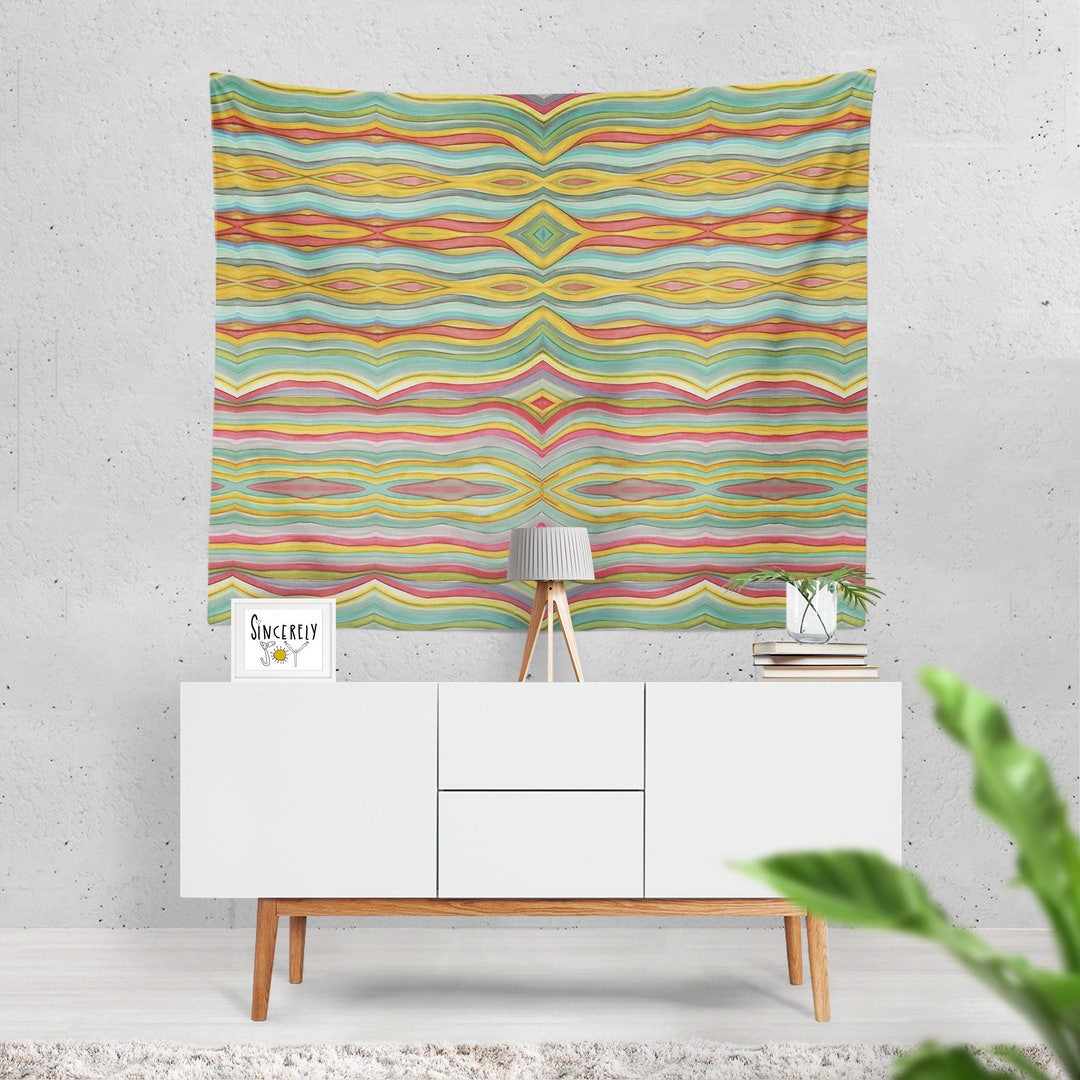 Colorful Boho Abstract Tapestry Wall Hanging Art Striped Tapestry Large ...