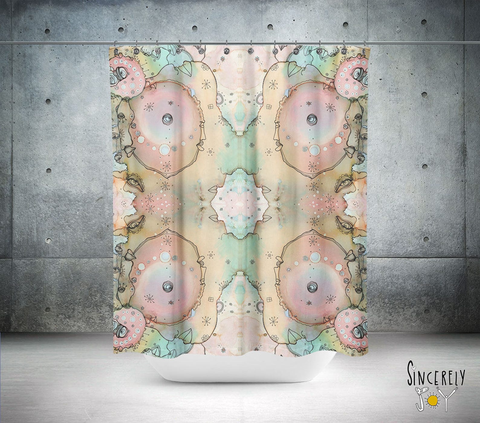 Abstract Shower Curtain Unique Original Watercolor Art Shower - Etsy