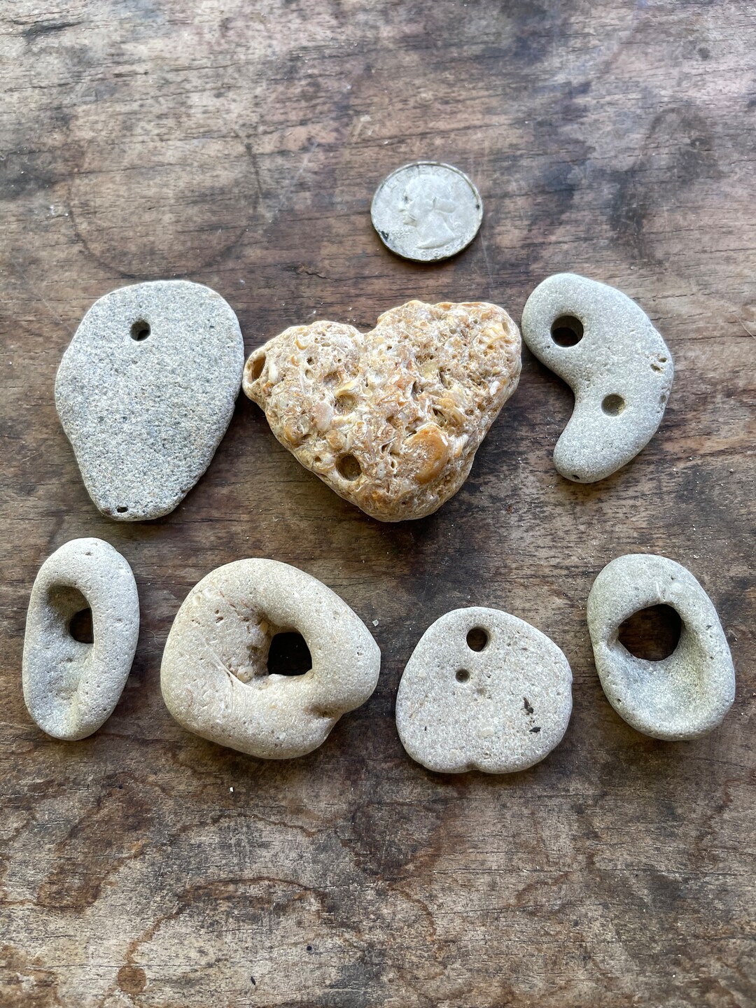 7 Natural Hag Stones Lot Unique Witches Hagstones Holey Odin Stone Holy ...