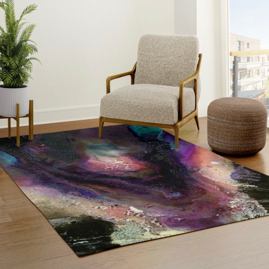 Purple Geode Abstract Area Rugs Accent Throw Rug Artwork Painting on ...