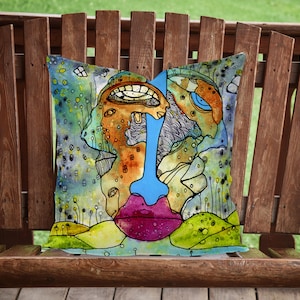 Unique Outdoor Patio Colorful Artist Pillows Intuitive Artwork Throw ...