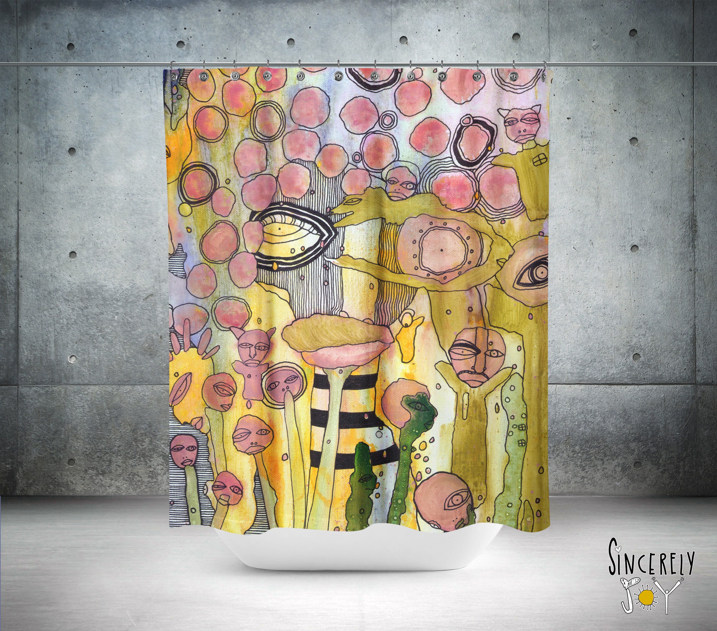 Colorful Abstract Shower Curtain Unique Original Psychedelic Visionary ...