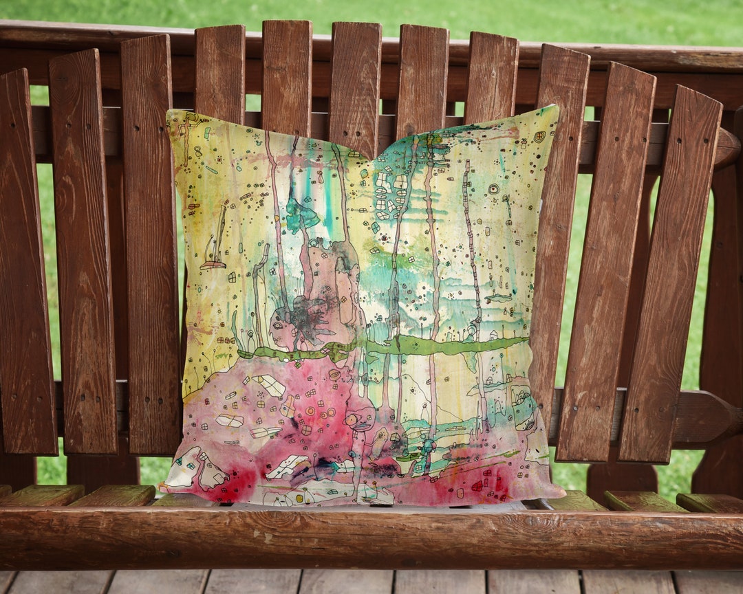 Colorful Outdoor Patio Pillow Cushion Eclectic Art Painting Artist ...