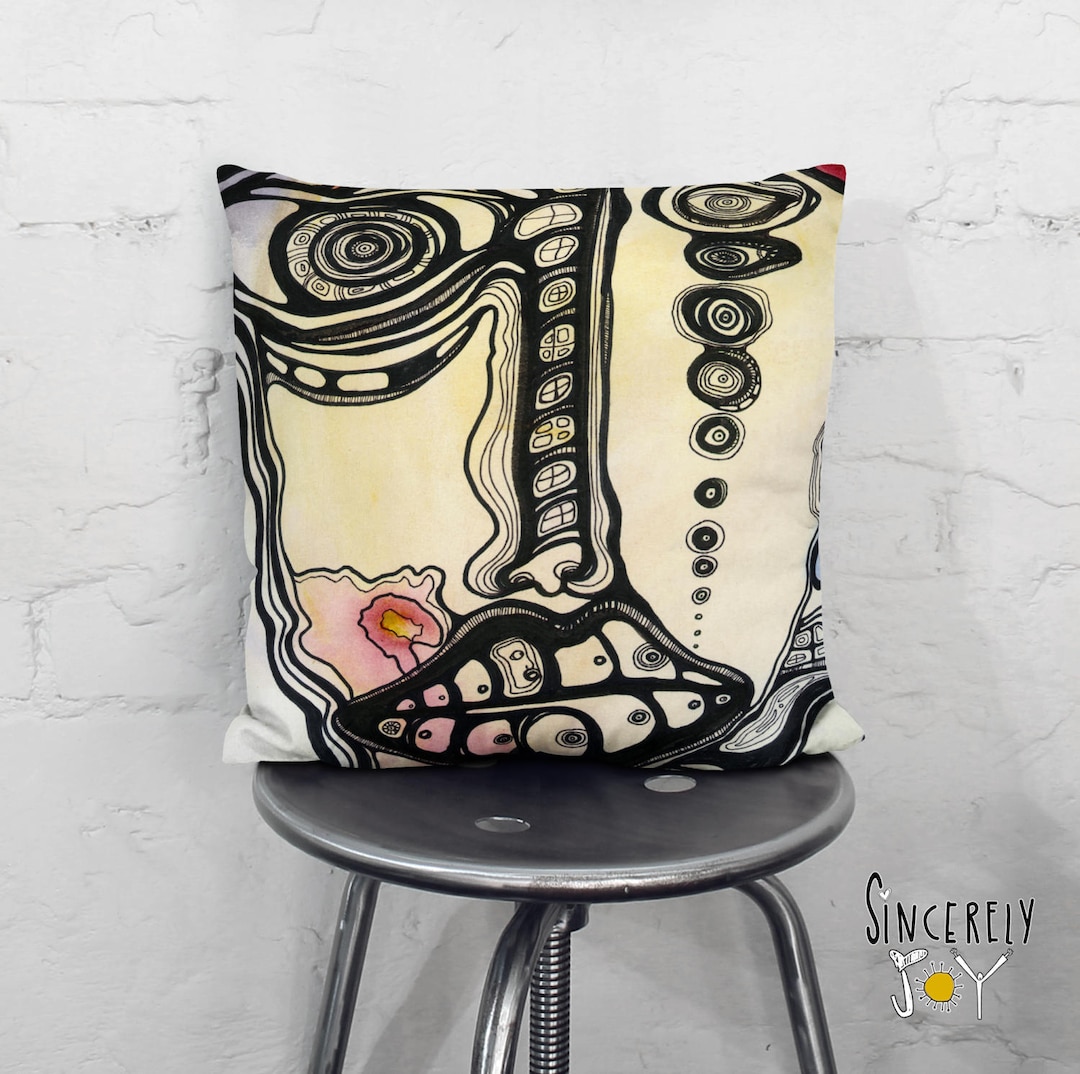 Unique Artist Throw Pillow Psychedelic Face Art Pillow Unique ...