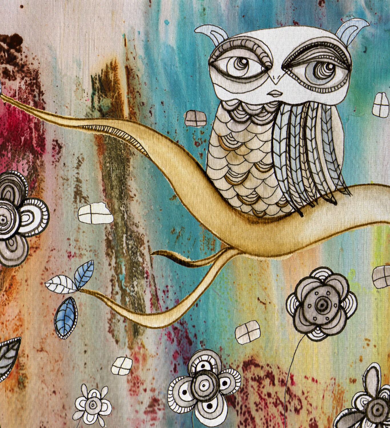 Owl Artwork Area Rug Carpet Colorful Artist Throw Rugs | Etsy