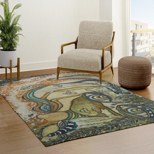 Carpet Area Rug Unique Art Flowers Vines Plant Face Artist - Etsy