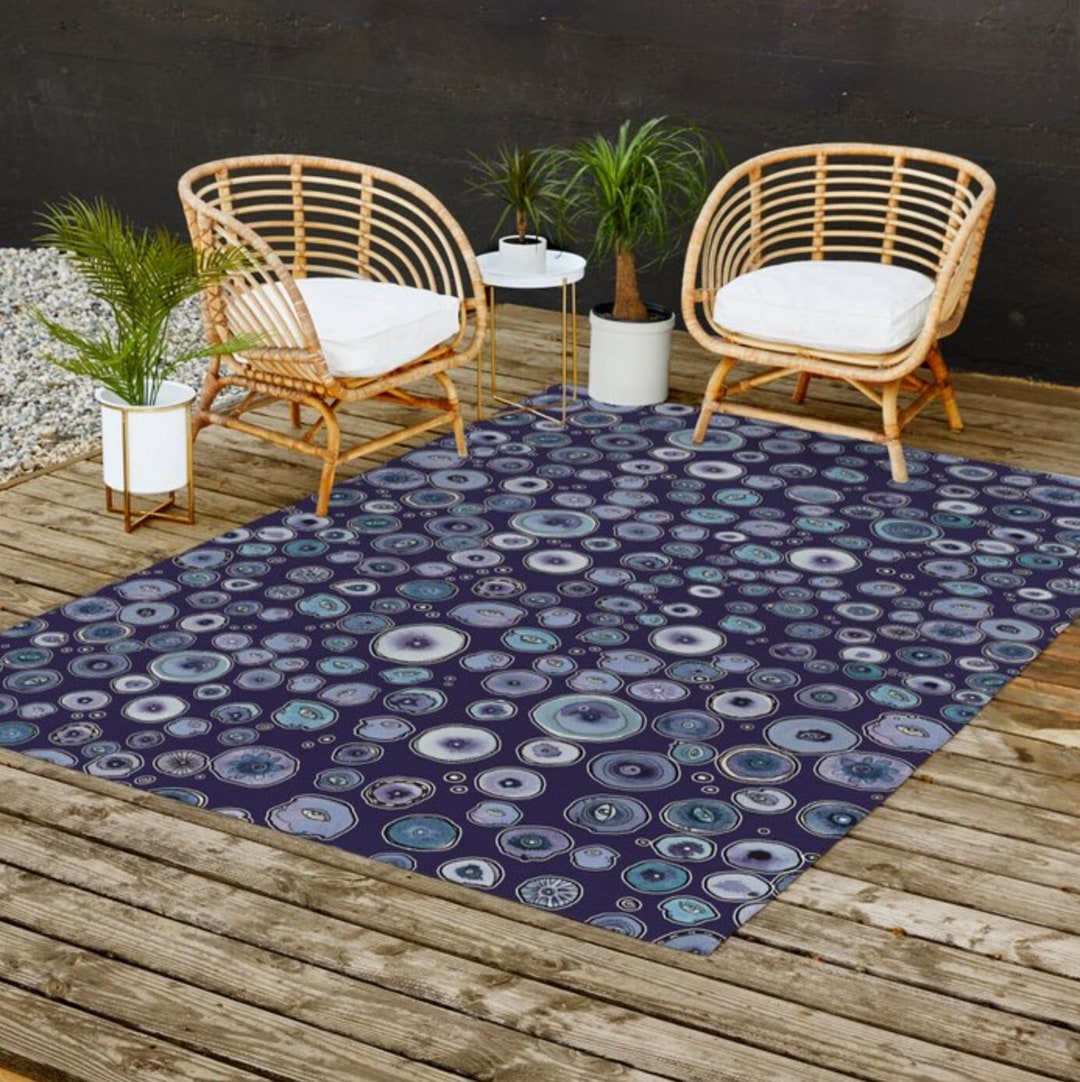 OUTDOOR RUG Blueberry Friends Carpet for Patio Outside Decor Abstract ...