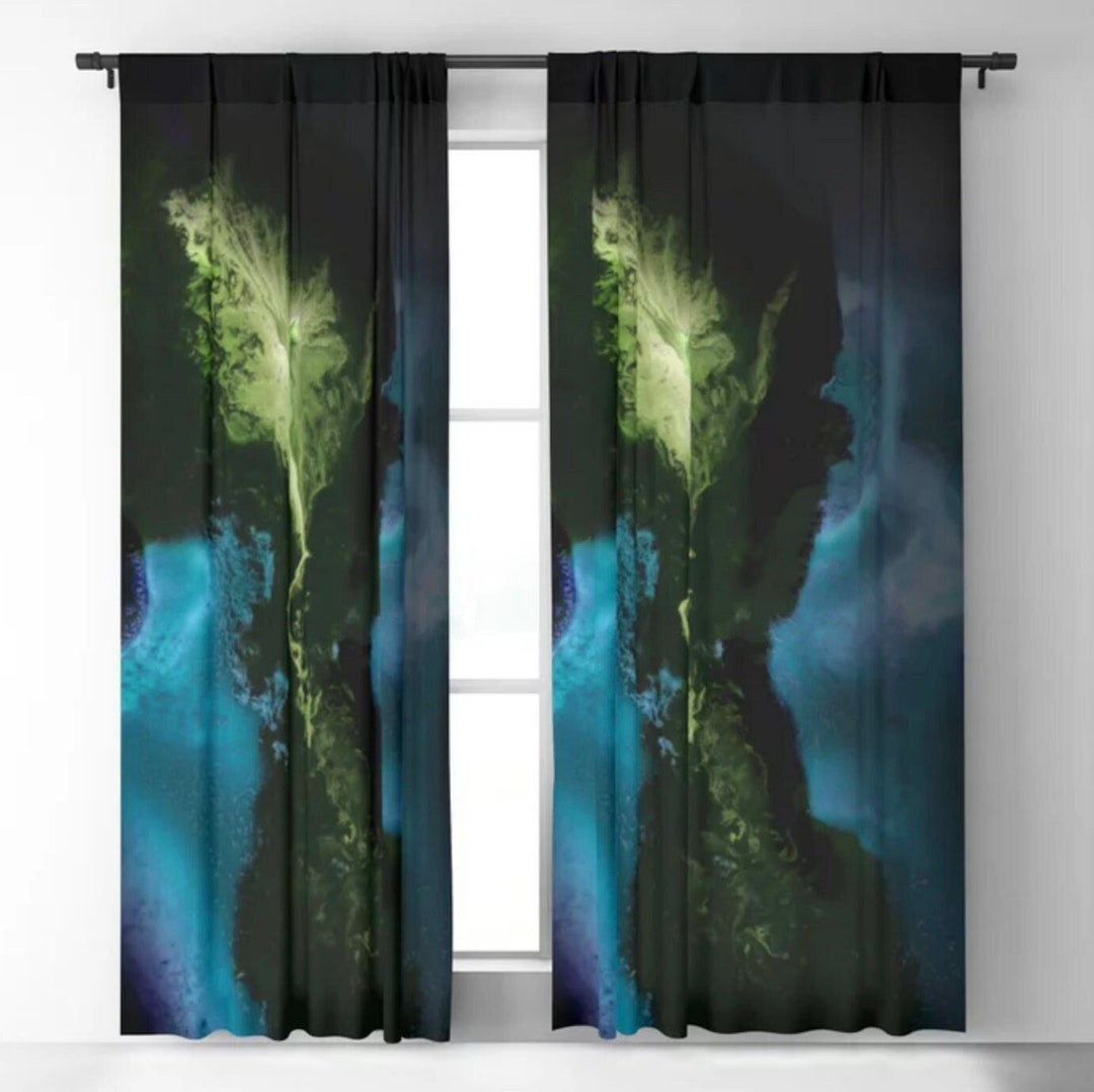 Abstract ART Blackout Sheer Window Curtains Black White Artwork Artist ...