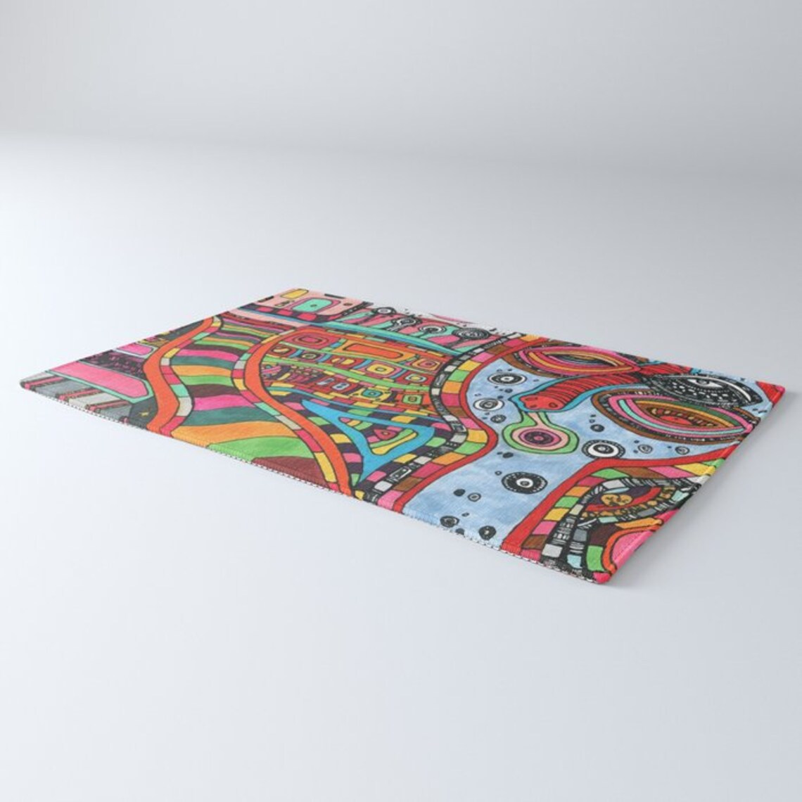 Colorful Psychedelic Face Carpet Rug Artist Area Abstract | Etsy