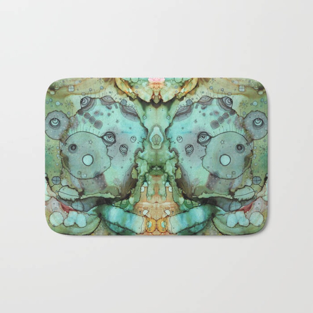 Green Face Abstract Bath Mat Shabby Chic Bathroom Rug Kitchen Rug ...