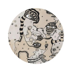 Unusual Trippy Round Rug 5ft Coffee Stained Artwork Carpets Weird ...