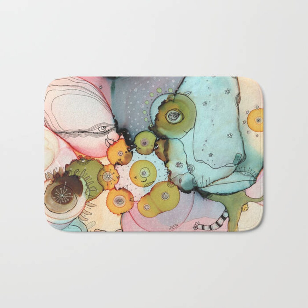 Psychedelic Abstract Face Bath Mat Shabby Chic Bathroom Rug Kitchen Rug ...