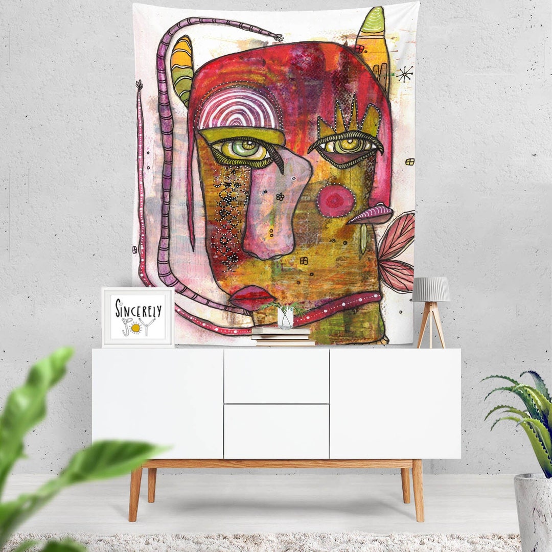 Large Clown Face Tapestry Abstract Colorful Wall Art Hanging Tapestries ...