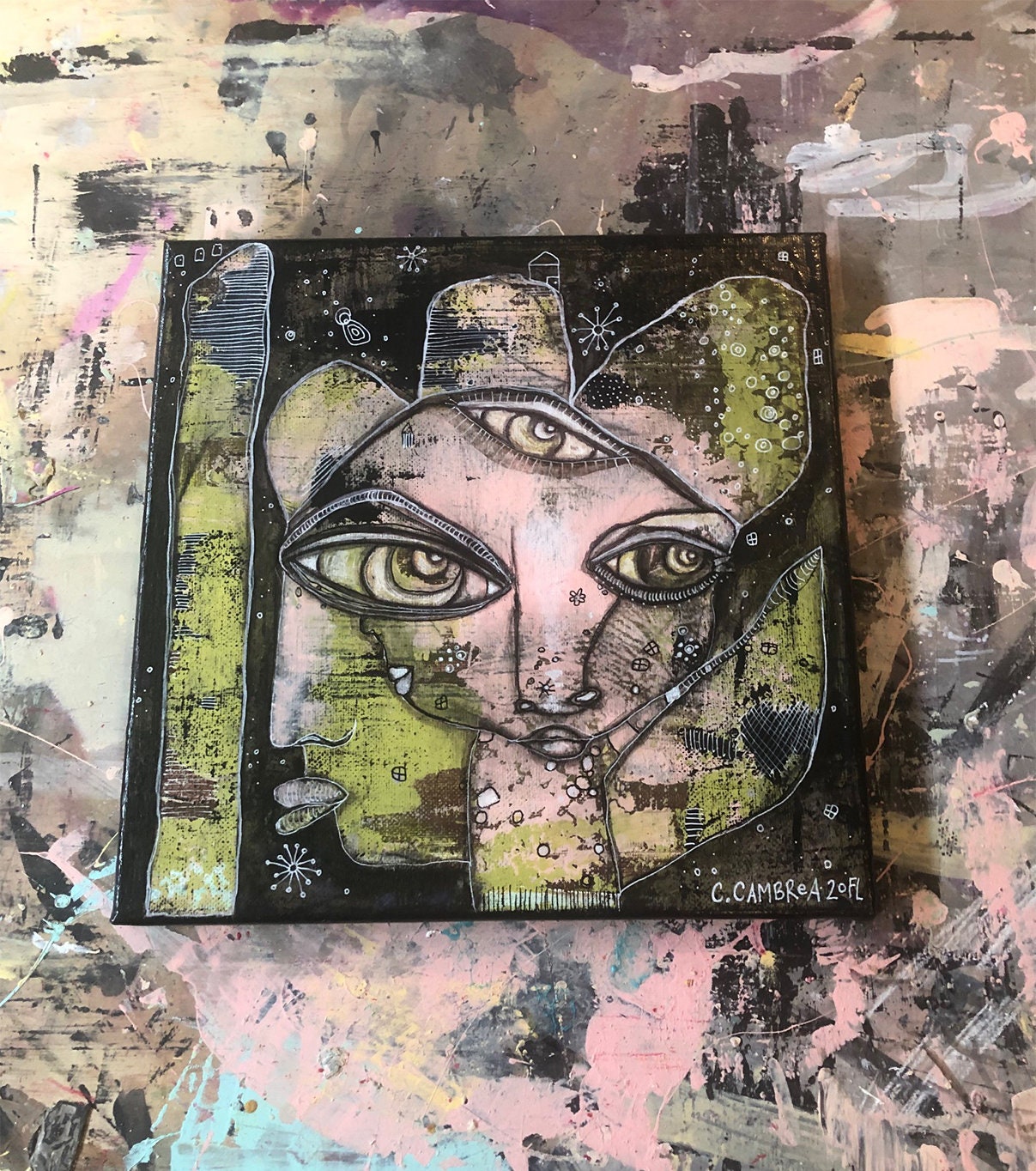 UNIQUE Large Abstract Face Artwork on Throw Area Rugs Carpet Home Floor ...
