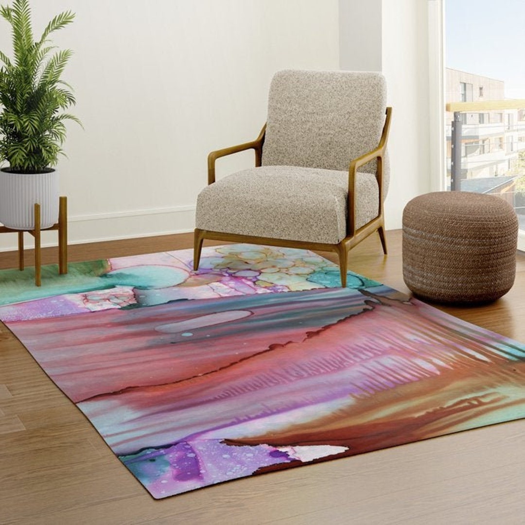 Colorful Watercolor Rug Artist Abstract Rug Carpet for - Etsy