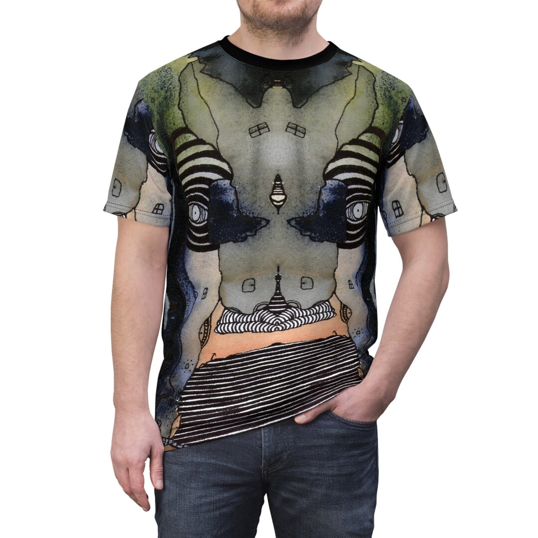 T-shirt Unisex Tee (AOP) Original Goth Face Artwork Dark Tee Shirt ...