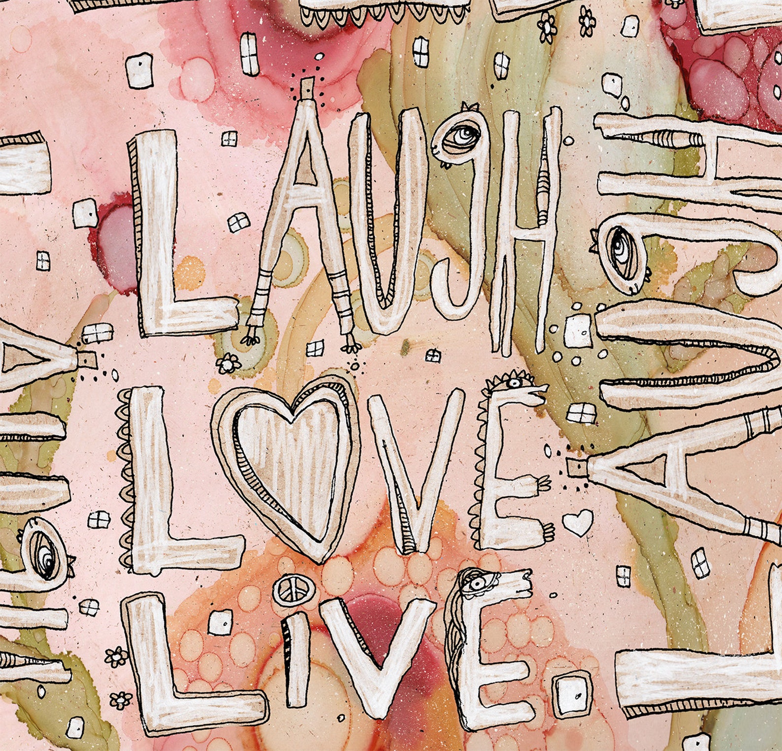 Laugh Love Live Tapestry Inspirational Art Boho Tapestry Abstract Art ...