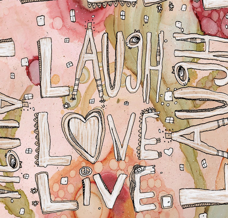 Laugh Love Live Tapestry Inspirational Art Boho Tapestry Abstract Art ...