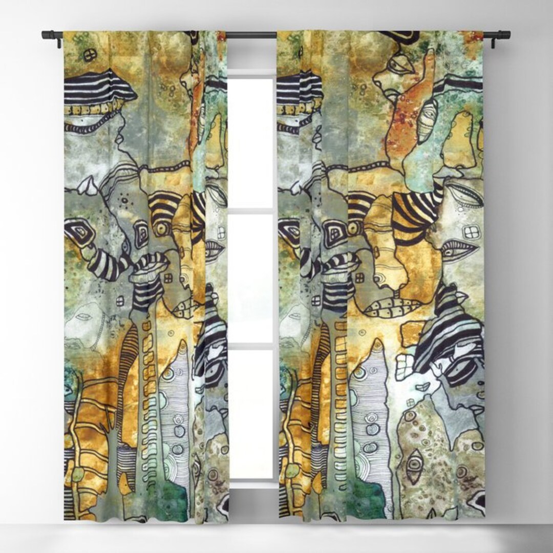 Window Curtains Unique Neutral Artist Blackout OR Sheer Window Curtains ...