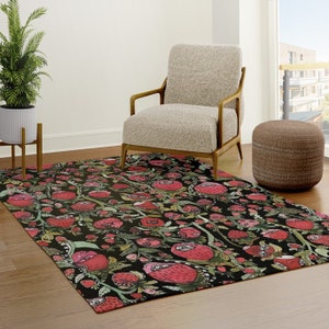 Colorful Strawberry Accent Area Throw Rug Designer Watercolor Artist ...