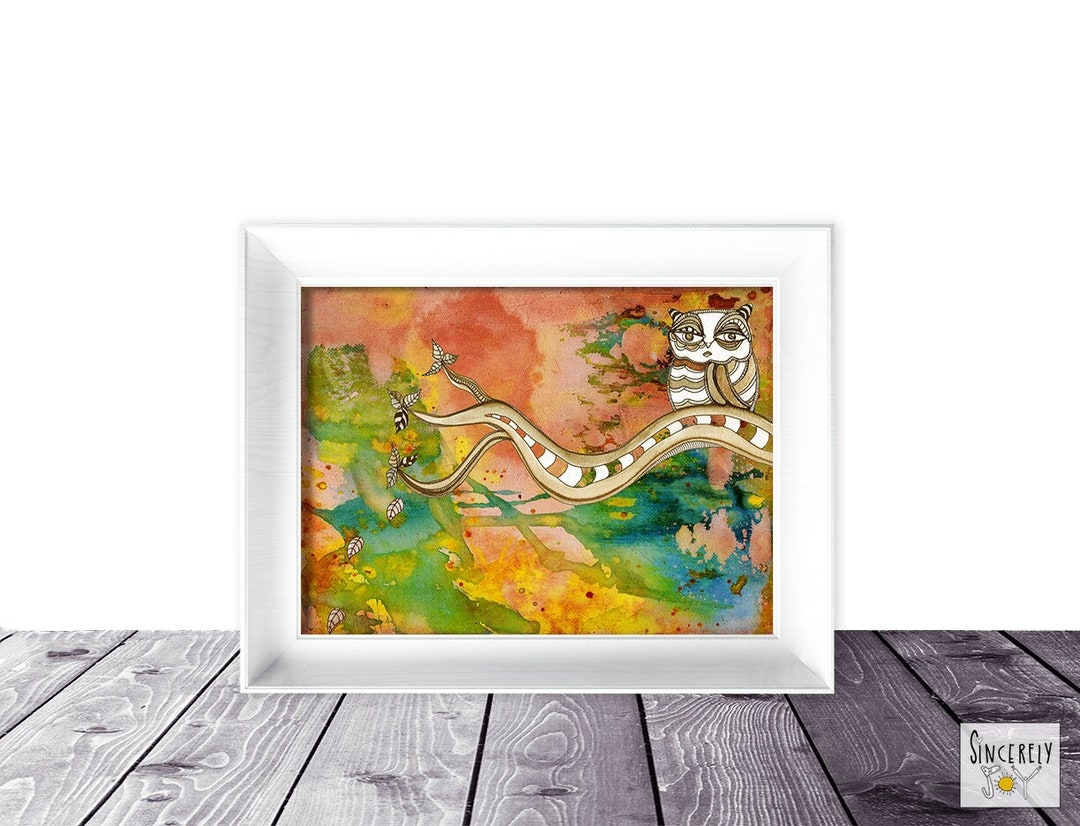 Colorful Owl Art Print Download Original Boho Artwork Wall Art Prints ...