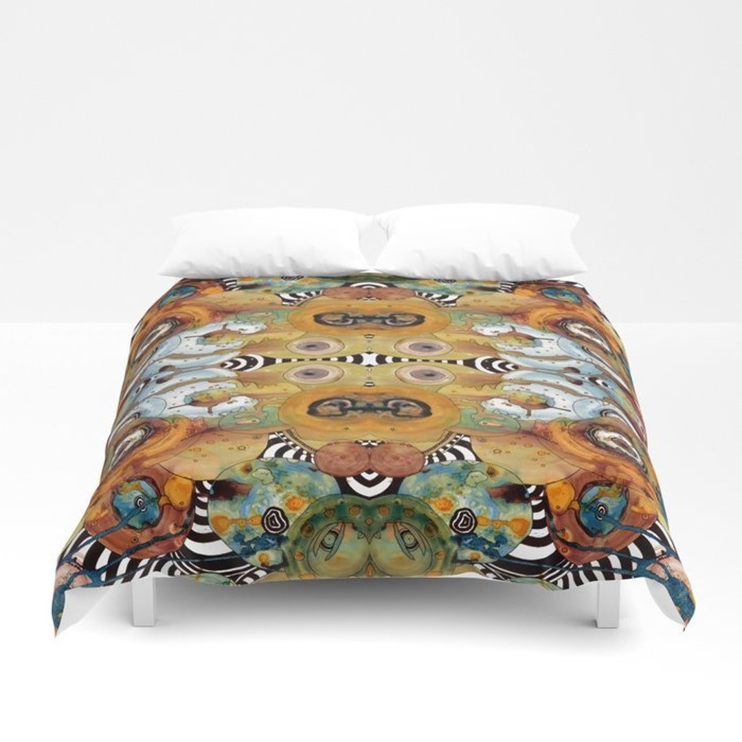 Unique Psychedelic Duvet Cover Bedding Mixed Media Abstract Art Bedroom ...