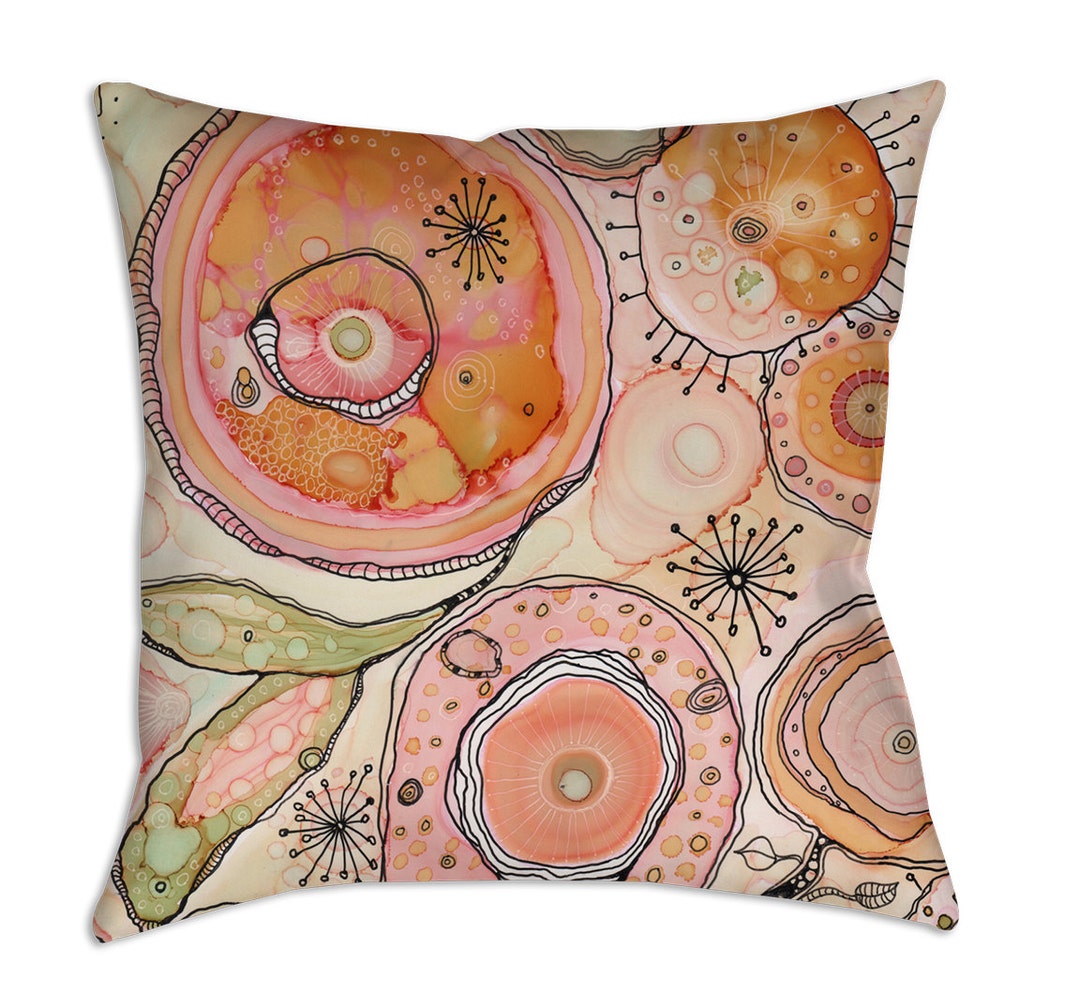 Abstract Floral Throw Pillow Art Floral Peach Pillow Abstract Cushion ...