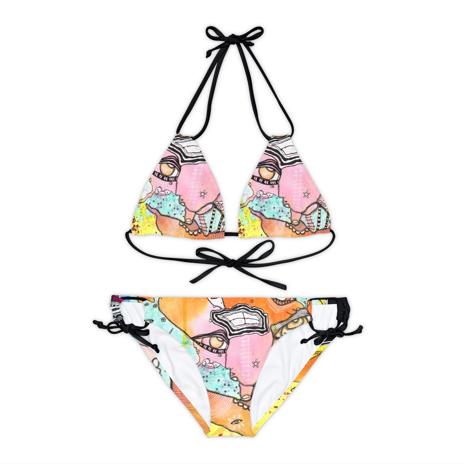 Colorful Bikini Set With Artwork Unique Unusual Fun Art on Bathing Suit ...