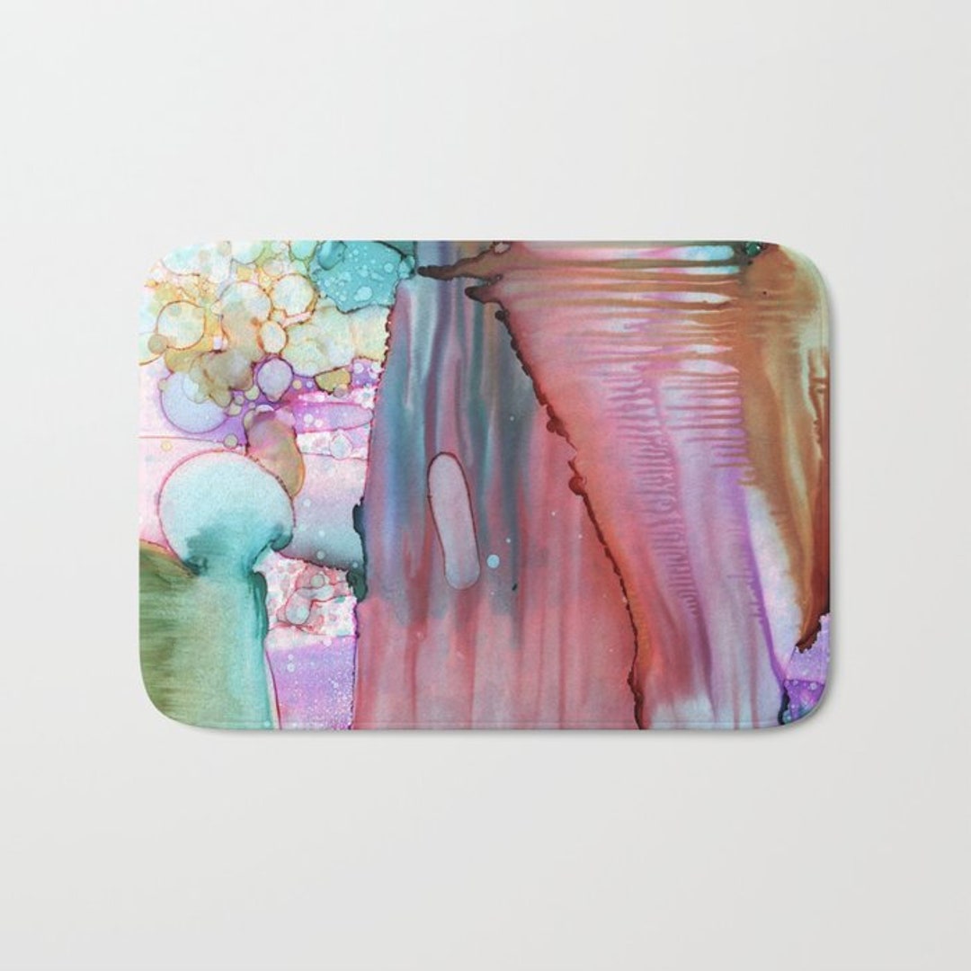 Colorful Watercolor Bath Kitchen Mat Abstract Microfiber Rug Carpet ...