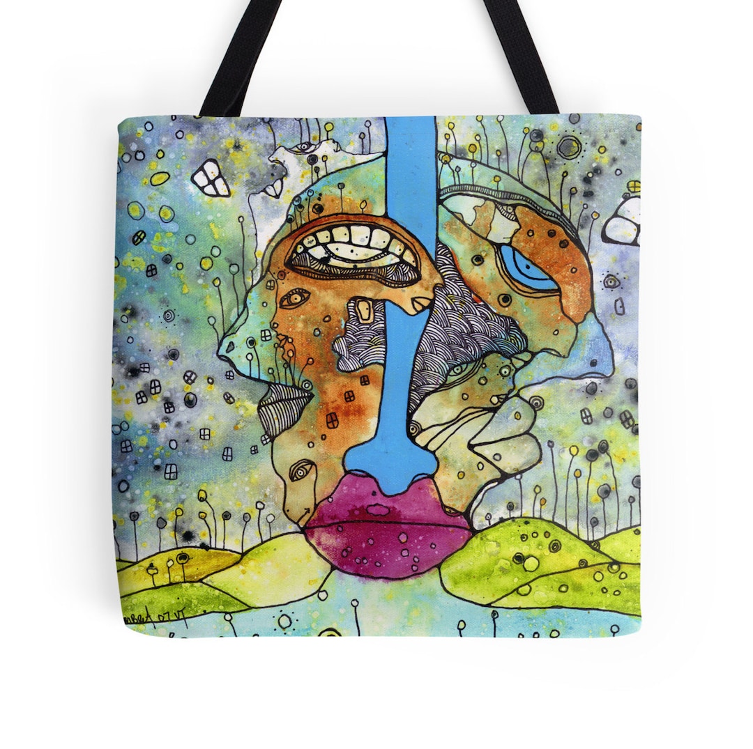 Colorful Reusable Tote Bag Original Art on Beach Gym School Bag ...