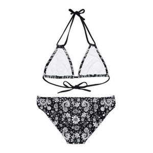 Floral Bikini Set Black White Flowers Artwork Pretty Fun Art on Bathing ...