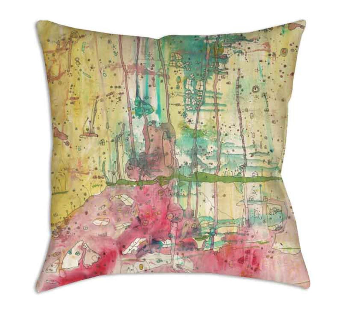 Abstract Watercolor Art Pillow Mixed Media Art Throw Pillow Cover Art ...