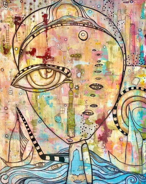 Large Original Abstract Mixed Media Painting by Intuitive | Etsy