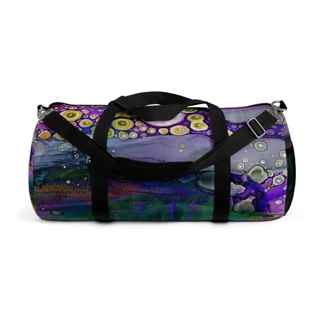 Purple Duffel Bag Fun Purple Abstract Designer Artwork on Unisex Gym ...