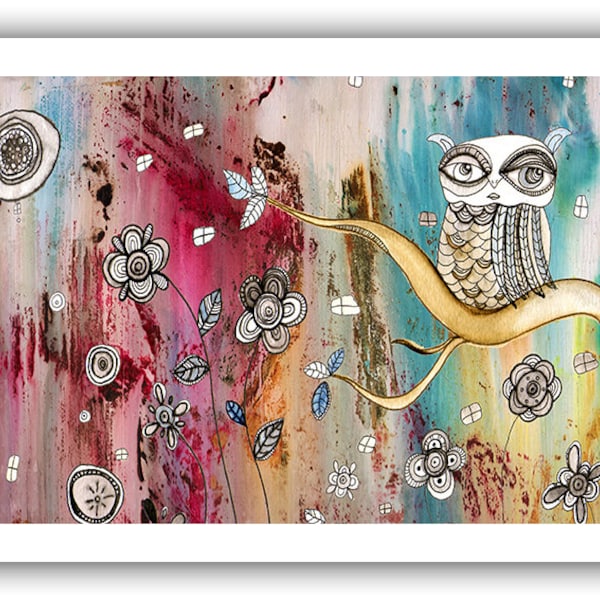 Whimsical Owl Art - Etsy