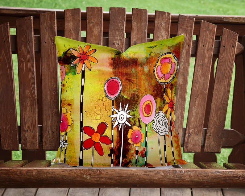 Colorful Outdoor Patio Throw Pillows Floral Flowers Art Outdoor Home ...