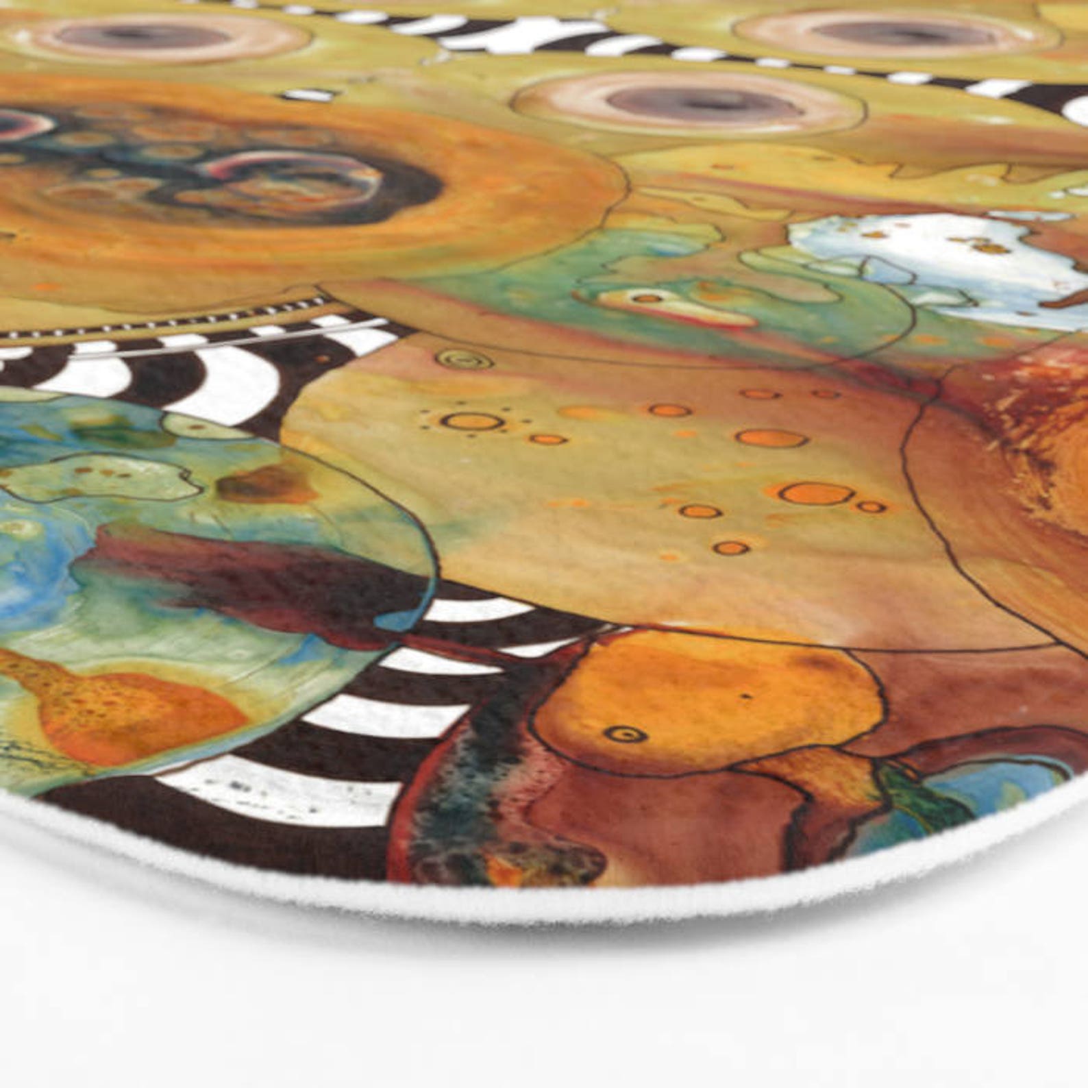 Psychedelic Bath Mat Neutral Abstract Rug Unique Decor Abstract ...