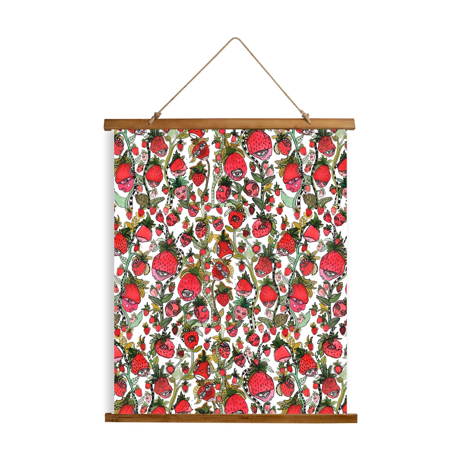 Colorful Strawberries Abstract Art Wood Slat Wall Hanging Tapestries ...
