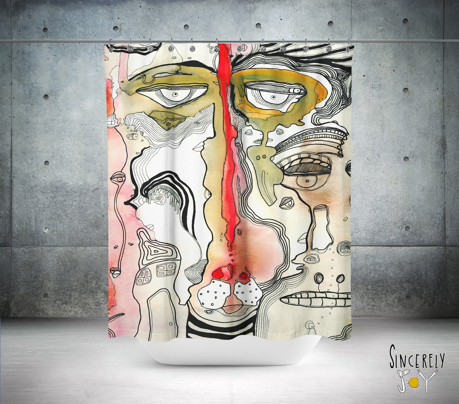 Abstract Art Shower Curtains Unique Original Painted Artwork | Etsy