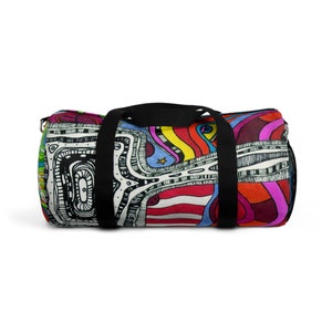 Trippy Duffel Bag Fun Colorful Designer Artwork on Unisex Gym, Travel ...