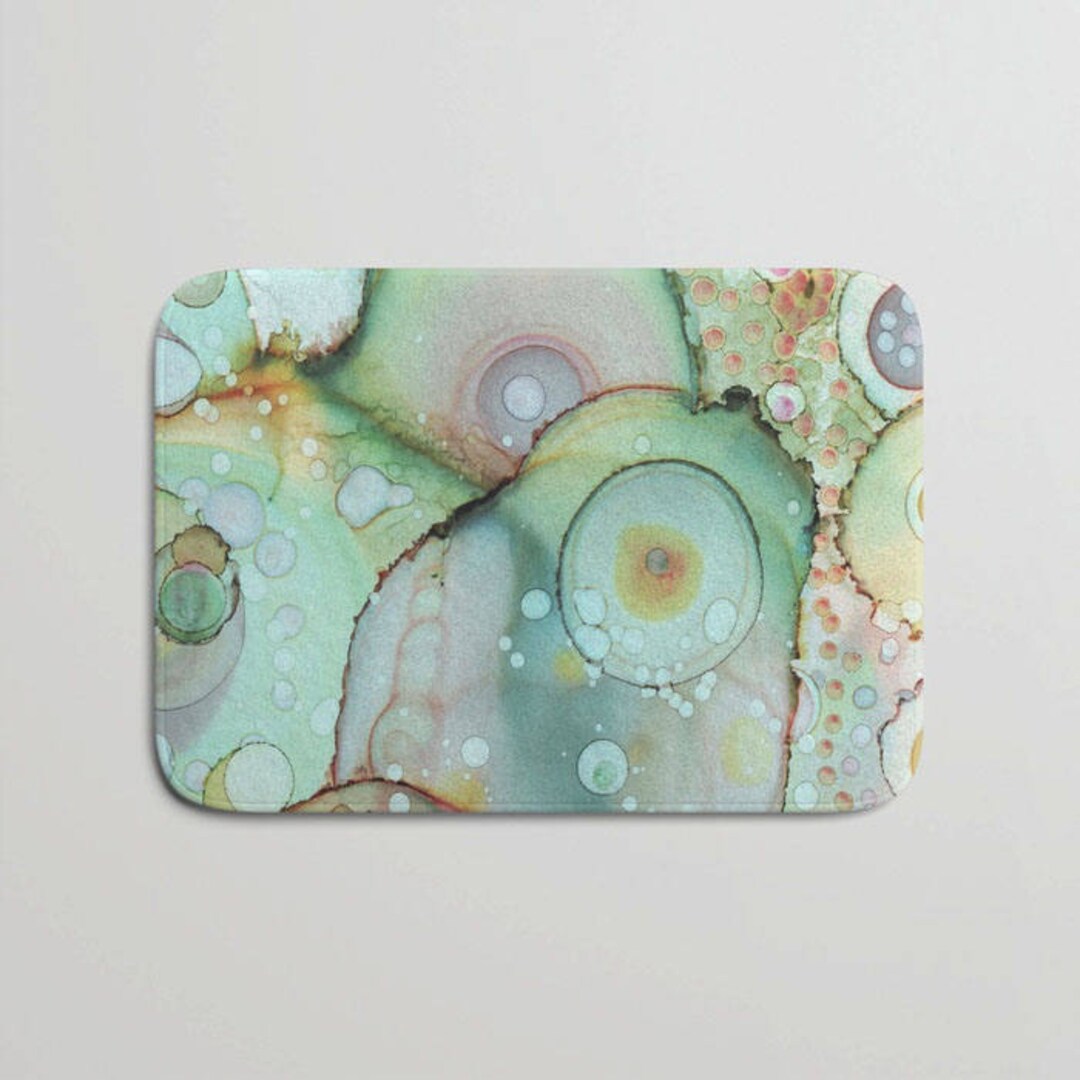 Green Abstract Bath Mat Shabby Chic Bathroom Rug Kitchen Rug Microfiber ...