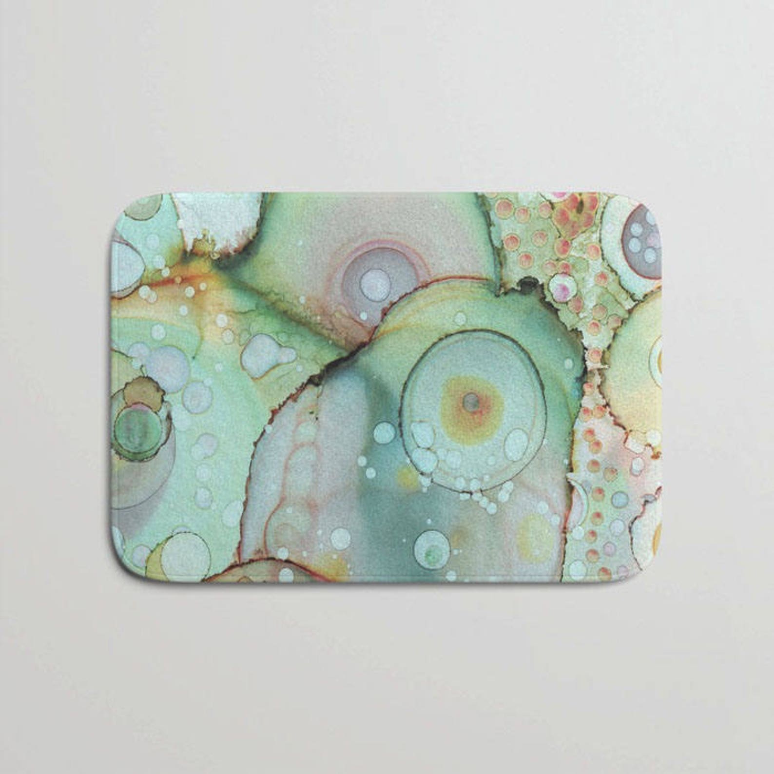 Green Abstract Bath Mat Shabby Chic Bathroom Rug Kitchen Rug - Etsy