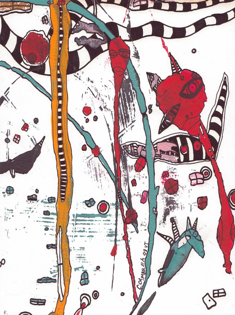 Original Red Abstract Art Print Download Scrapbooking Collage Sheets ...