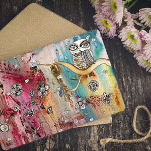 Colorful OWL NOTE CARD Gift Set Abstract Owl Artwork - Etsy